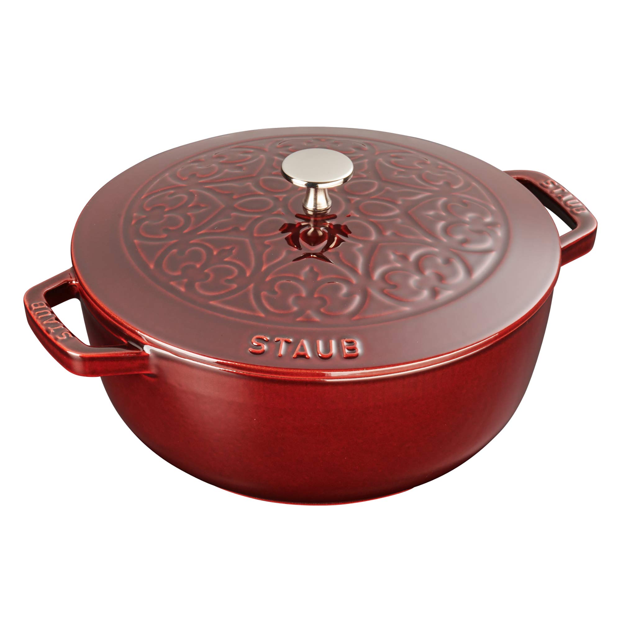 Staub Cast Iron 3.75-qt Essential French Oven with Lilly Lid - Grenadine, Made in France