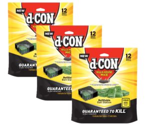 d-con corner fit mouse poison bait station 12 bait refills, pack of 3