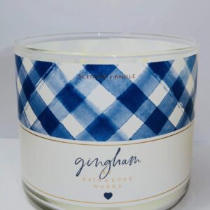 Bath and Body Works NEW Gingham 3 Wick Candle 14.5 oz w Burn Time of 25-45 Hours