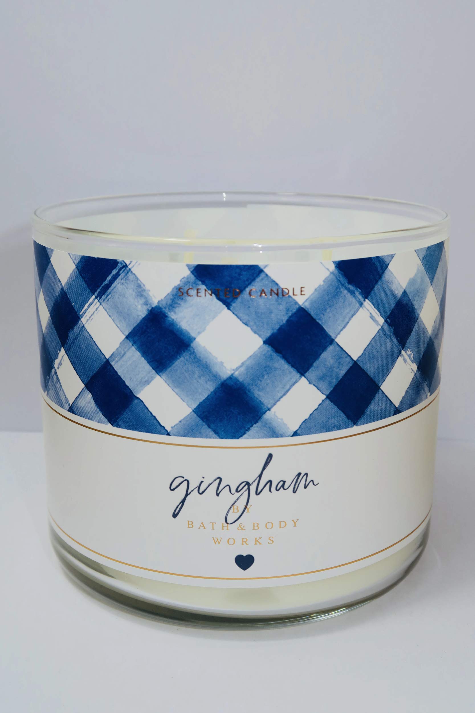 Bath and Body Works NEW Gingham 3 Wick Candle 14.5 oz w Burn Time of 25-45 Hours