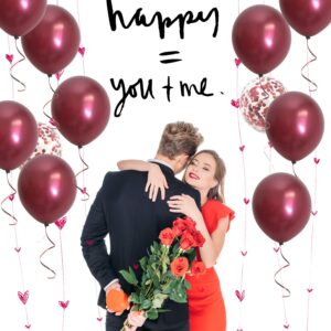 Burgundy Balloons Confetti Balloons Red for Wedding Bridal Shower Birthday Women Party Anniversary Valentines Day Decorations