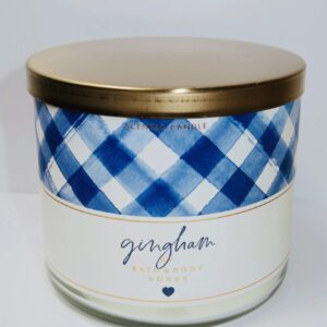 Bath and Body Works NEW Gingham 3 Wick Candle 14.5 oz w Burn Time of 25-45 Hours