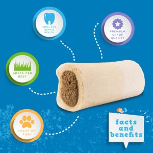 Jack&Pup Filled Dog Bones for Aggressive Chewers, 3-to-4-Inch Dog Chew Treats Dog Bone - Peanut Butter Flavor - All Natural Dog Bones Stuffed Dog Dental Treats - 4 Pack