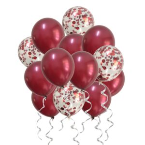 burgundy balloons confetti balloons red for wedding bridal shower birthday women party anniversary valentines day decorations