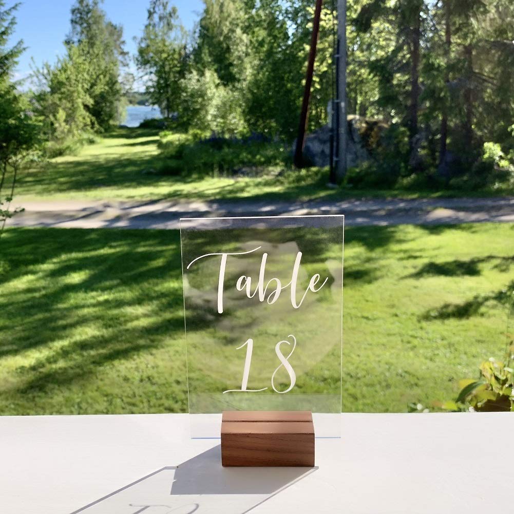 UNIQOOO Acrylic Wedding Table Number | 4x6 inch 1-20 Printed Calligraphy Sign, Holder NOT Included