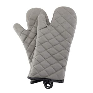 arcliber oven mitts 1 pair of quilted lining,heat resistant kitchen gloves,classic flame oven mitt set,grey 13 inches