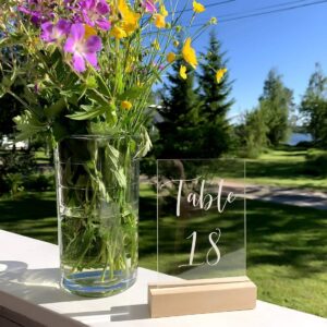 UNIQOOO Acrylic Wedding Table Number | 4x6 inch 1-20 Printed Calligraphy Sign, Holder NOT Included