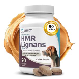 k9 select hmr lignans for dogs - enhancer for overall wellness, immune support for dogs - norway spruce extract holistic dog health - digestion, & coat care - peanut butter, 20mg, 90 tablets