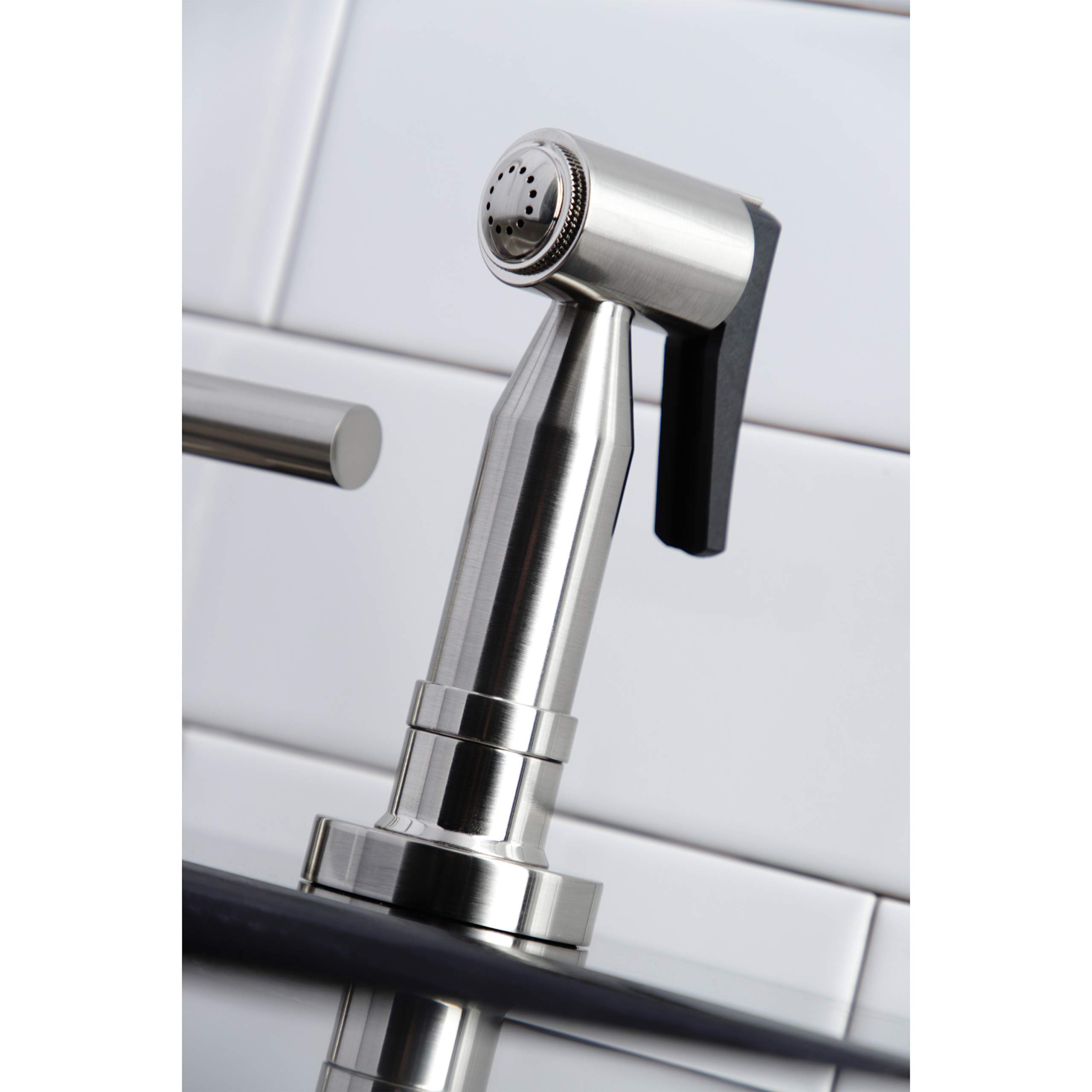 Kingston Brass KS8728CMLBS Manhattan Widespread Kitchen Faucet, Brushed Nickel