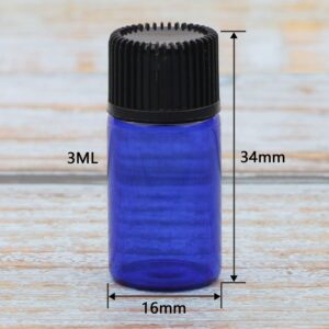 Kesell 3ml 3/4 Dram Glass Essential Oils Sample Vials - Screw Cap w/Orifice Reducer - Pack of 20