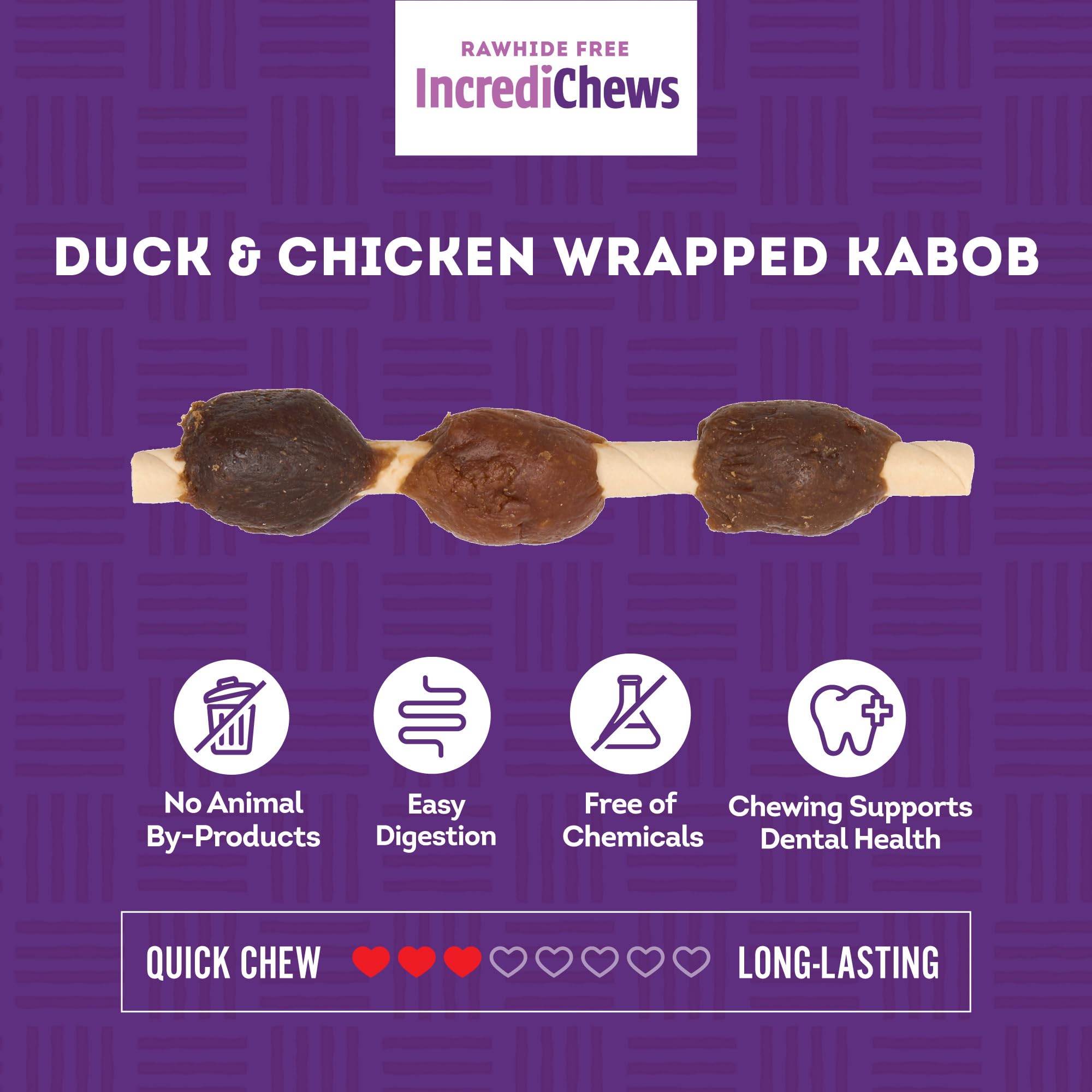 Treatly IncrediChews Kabobs w/Duck & Chicken Meat Wrap Dog Chew Treats - 6 Count/1 Pack