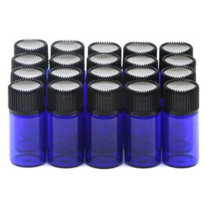 kesell 3ml 3/4 dram glass essential oils sample vials - screw cap w/orifice reducer - pack of 20