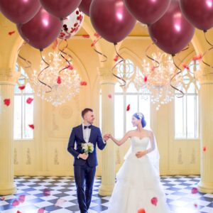 Burgundy Balloons Confetti Balloons Red for Wedding Bridal Shower Birthday Women Party Anniversary Valentines Day Decorations