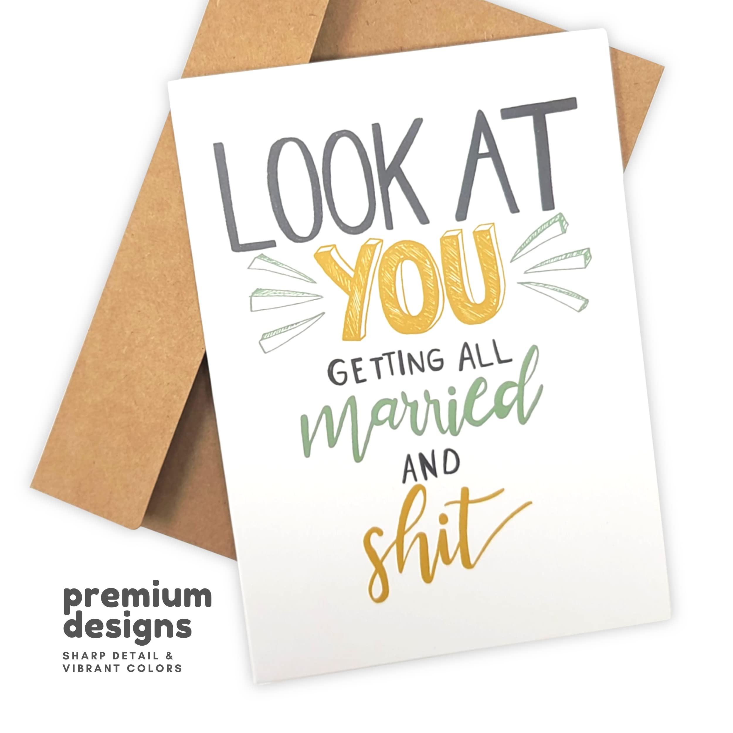 Sleazy Greetings Funny Wedding Card For Marriage Engagement - Adult Humor Dirty Wedding Congratulations Card (Married And Shit)