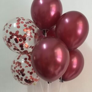 Burgundy Balloons Confetti Balloons Red for Wedding Bridal Shower Birthday Women Party Anniversary Valentines Day Decorations