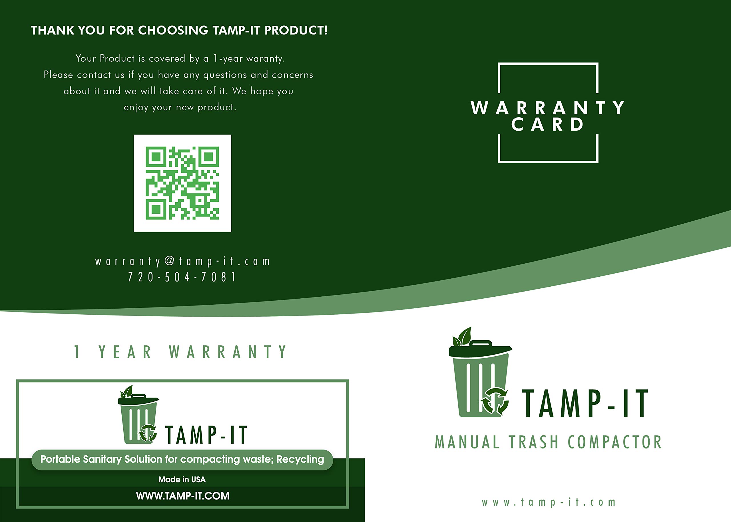 TAMP-IT Touchless Manual Trash Compactor, Safely Manage Overflowing Trash & Recycling (24" - 5 1/2" D)