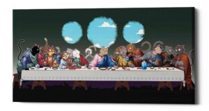 epic graffiti 'the cat's last supper' canvas wall art, 24"x12"