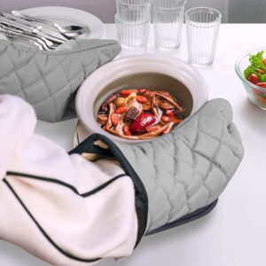 ARCLIBER Oven Mitts 1 Pair of Quilted Lining,Heat Resistant Kitchen Gloves,Classic Flame Oven Mitt Set,Grey 13 Inches