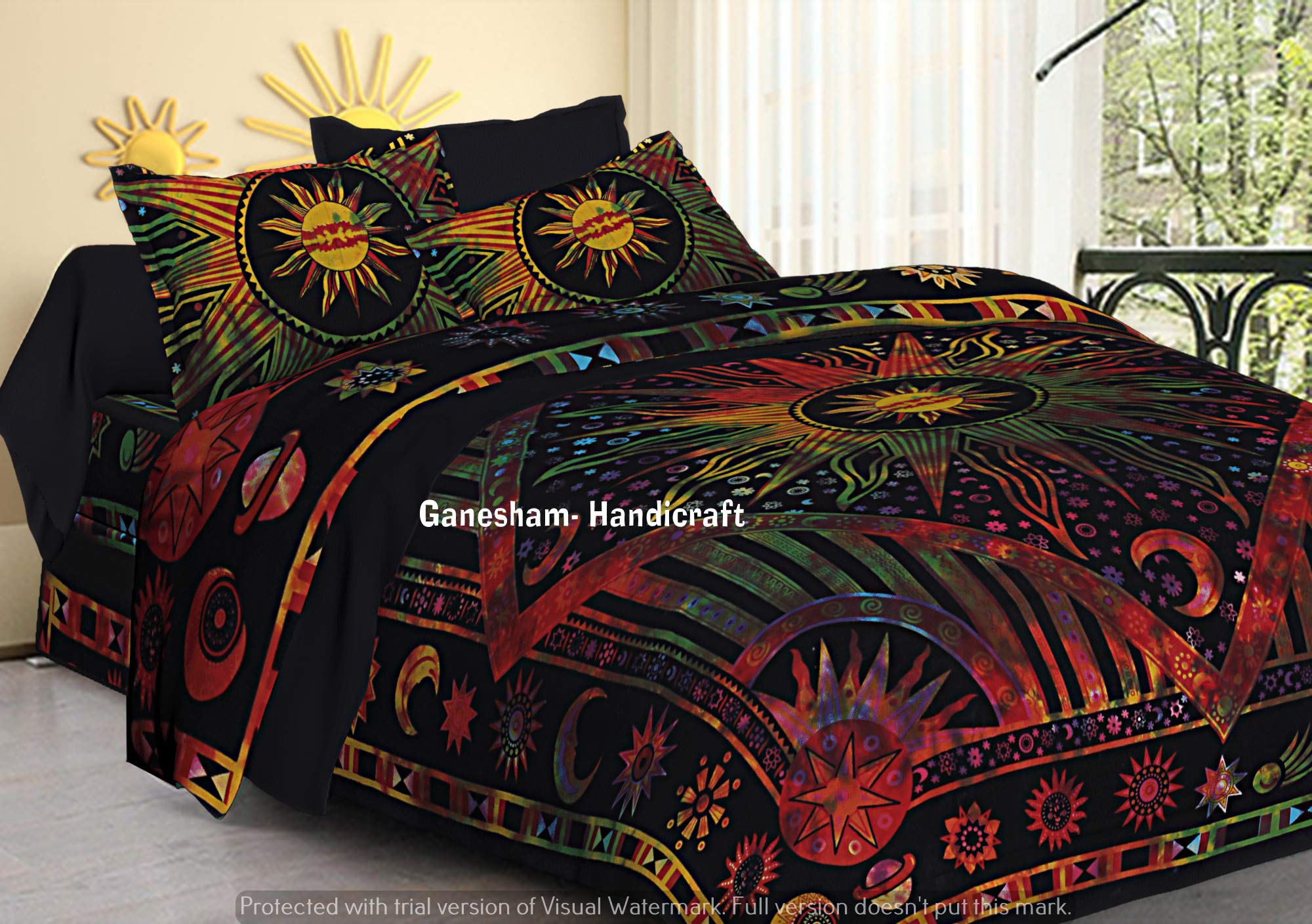 KLAVATE Textile Treasure Indian Mandala Duvet Cover Hippie Gypsy Cotton Bedding Boho Chic Comforter Set Home Decor Twin Size Duvet Cover Doona Cover Bed Cover Quilt Cover