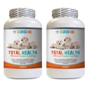 Dog Skin and Coat Supplements - Dogs Total Health Complex - Hair Coat Skin Teeth Gums Eye Urinary Support - Immune Booster - coq10 for Dog - 120 Tablets (2 Bottles)