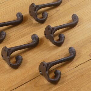 Midwest Craft House 5 Rustic Coat Hooks CAST Iron Acorn 3 1/4" Long HAT Wall School Towel