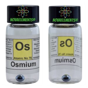 osmium metal element 76 sample os, pure 0.5 grams 99,99% inside labeled glass vial