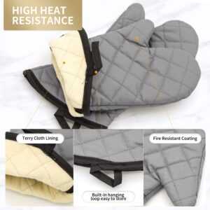 ARCLIBER Oven Mitts 1 Pair of Quilted Lining,Heat Resistant Kitchen Gloves,Classic Flame Oven Mitt Set,Grey 13 Inches