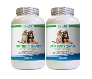 dog skin and coat supplements - pet joint health complex with turmeric - dogs and cats - msm glucosamine - immune boost - dog vitamins senior chews - 2 bottles (120 tablets)