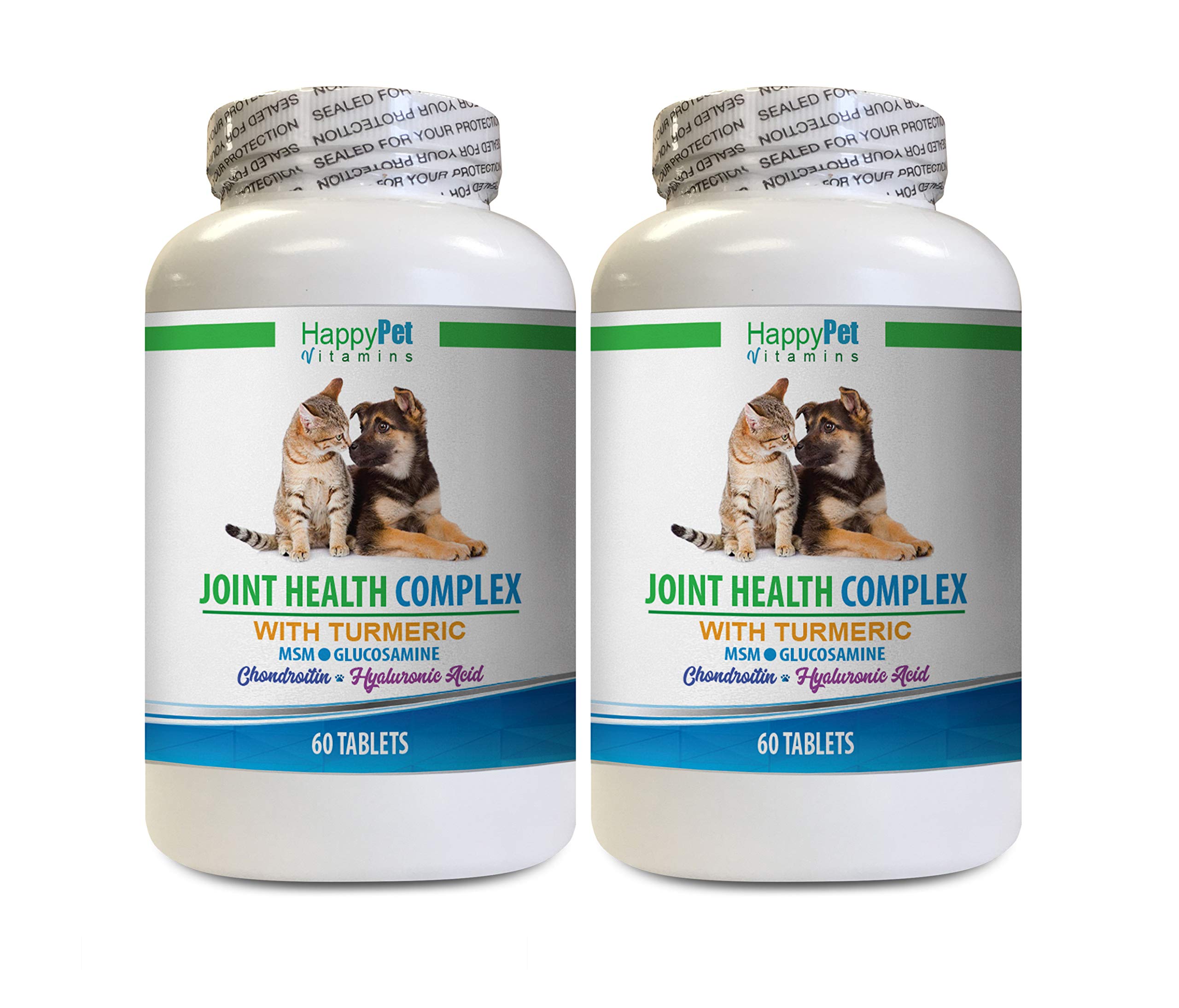 Dog Skin and Coat Supplements - PET Joint Health Complex with Turmeric - Dogs and Cats - MSM GLUCOSAMINE - Immune Boost - Dog Vitamins Senior Chews - 2 Bottles (120 Tablets)