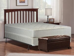 mayton 9-inch gentle firm tight top innerspring mattress and 8-inch wood box spring/foundation set with frame full