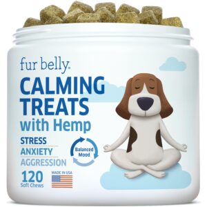 hemp calming chews for dogs - dog calming chews - natural dog anxiety relief treats - separation, stress, barking, thunderstorms, lightning - dog anxiety chews - 120 calming dog treats