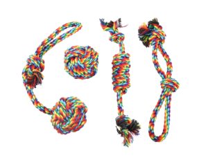 gogopets dog chew toys rope - colorful rope puppy chew toys washable cotton rope toys set for small dog puppy pet（4 packs/set）