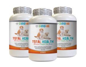 dog skin and coat supplements - pets total health complex - dogs and cats - best hair skin eye teeth nail urinary support - grapefruit seed extract for dogs - 3 bottles (180 tablets)