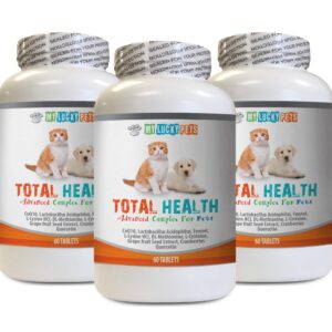 Dog Skin and Coat Supplements - Pets Total Health Complex - Dogs and Cats - Best Hair Skin Eye Teeth Nail Urinary Support - Grapefruit Seed Extract for Dogs - 3 Bottles (180 Tablets)