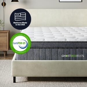 GhostBed Flex 13 Inch Cool Gel Memory Foam & Innerspring Hybrid Mattress, Medium Feel, Made in The USA, Twin