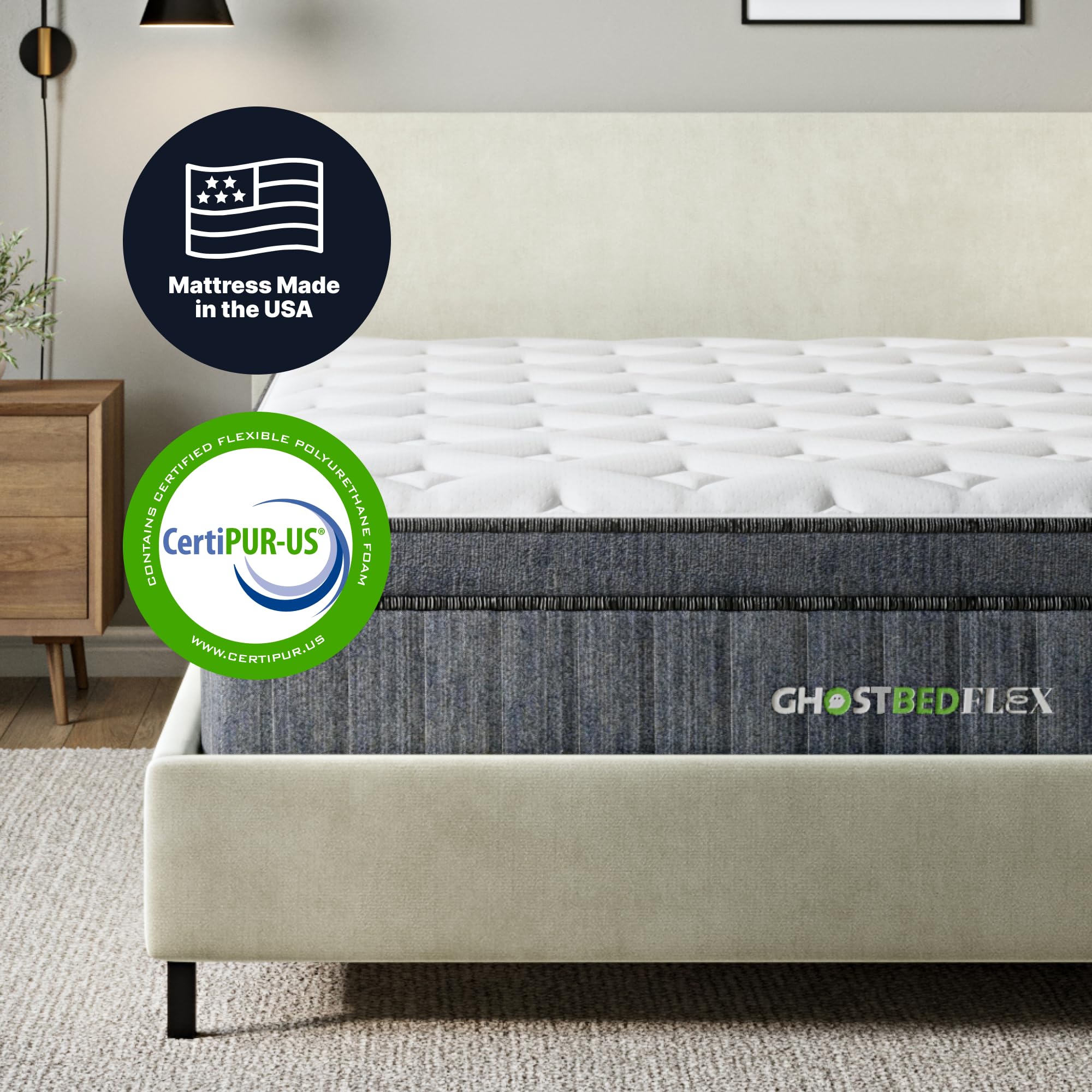 GhostBed Flex 13 Inch Cool Gel Memory Foam & Innerspring Hybrid Mattress, Medium Feel, Made in The USA, King