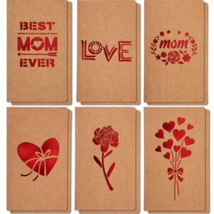 chinco mother's day greeting gift cards,6 unique assorted kraft die cut design mother's day gift best mom ever cards for mothers day mothers birthday party supplies, envelopes included（12 pieces）