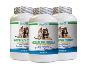 joint and hip for cats - pet joint health complex with turmeric - dogs and cats - msm glucosamine - immune boost - cat joint supplements - 3 bottles (180 tablets)