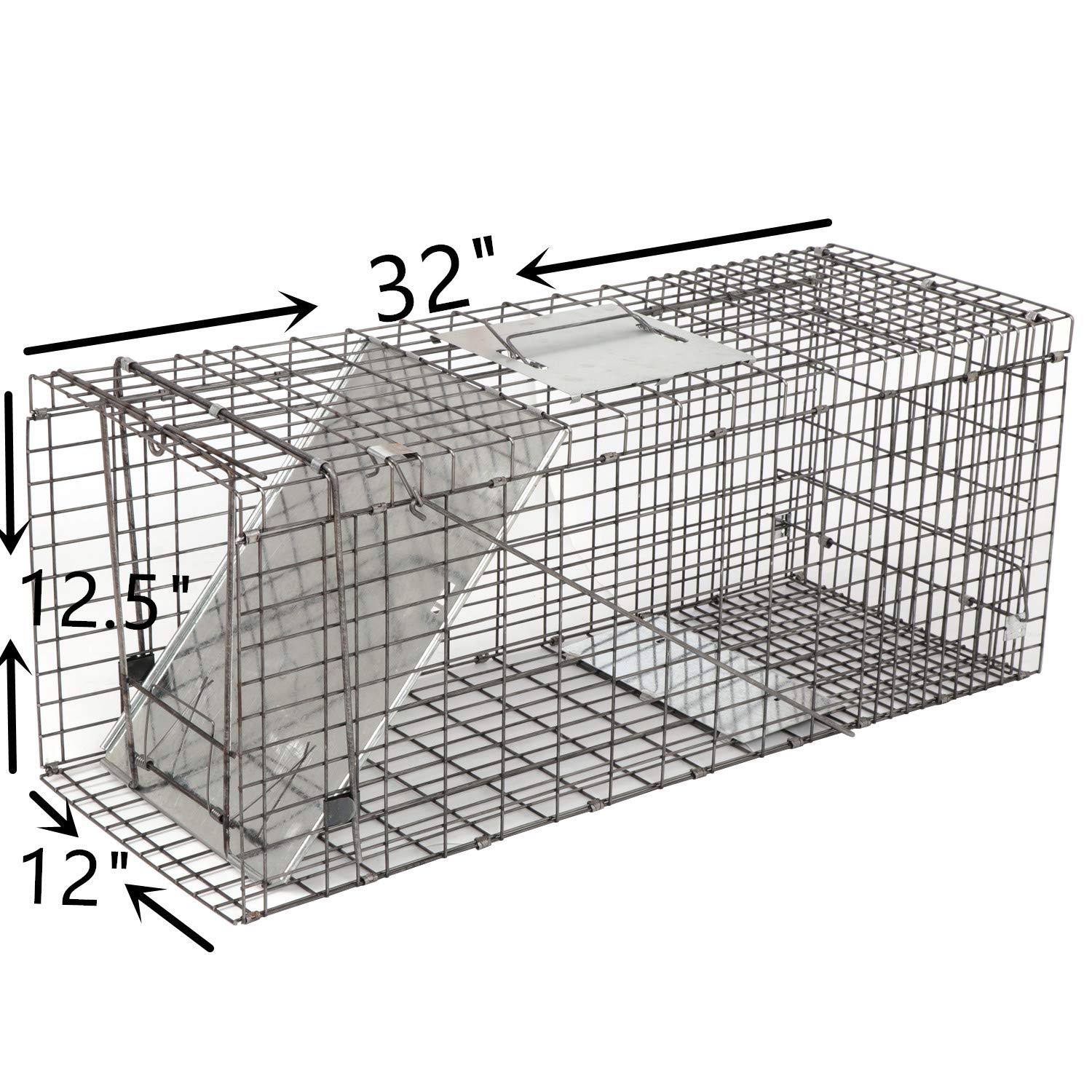 Oteymart Live Animal Trap Cage Humane Cage Catch Metal Steel with Handle, Release Rats Mouse Mice Rodents Squirrels, Rats,and Similar Sized Pests, 32" X 12.5" X 12"