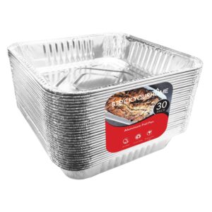 stock your home 9x9 aluminum foil pans - 8.75" l rim (30 pack) square tins for toaster oven- cooking lasagna, casserole, and doing food prep - disposable baking pan for cake or brownie dish