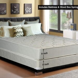 Mayton 9-Inch Gentle Firm Tight top Innerspring Mattress And 8-Inch Wood Box Spring/Foundation Set With Frame Full