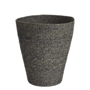 design ideas melia wastecan, natural woven jute round trash bin, 11" diameter x 11" tall, black