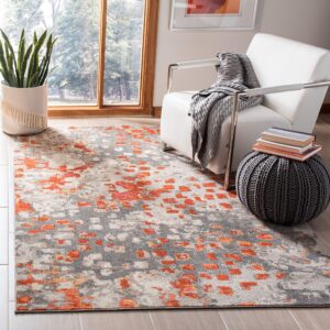 safavieh madison collection area rug - 5'3" x 7'6", grey & orange, boho abstract distressed design, non-shedding & easy care, ideal for high traffic areas in living room, bedroom (mad425h)