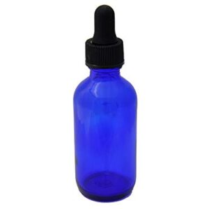 Dropper Stop® 2oz Cobalt Blue Glass Dropper Bottles (60mL) with Tapered Glass Droppers - Pack of 80