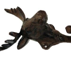 Midwest Craft House 6 Rustic Elk Moose Wall Hooks for Coats, Hats, Purses, Mud Rooms, Bars, Restoration, Cabins, Gifts, Purses, Dog Leashes, Hunters, Rustic Brown Farmhouse Color