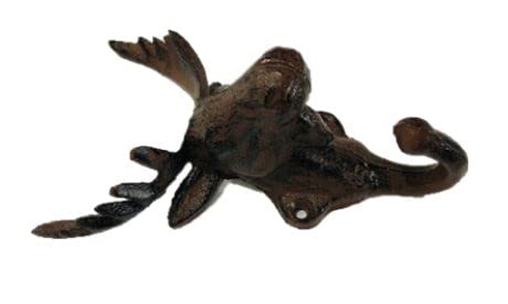 Midwest Craft House 6 Rustic Elk Moose Wall Hooks for Coats, Hats, Purses, Mud Rooms, Bars, Restoration, Cabins, Gifts, Purses, Dog Leashes, Hunters, Rustic Brown Farmhouse Color