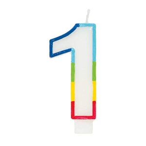 unique vibrant rainbow border number "1" birthday candle - multicolored & eye-catching design - perfect for unforgettable birthday celebrations