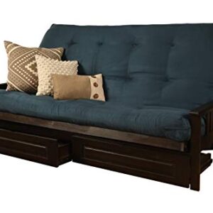 Kodiak Furniture Monterey Frame with Suede Fabric Mattress in Blue/Espresso