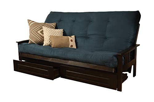 Kodiak Furniture Monterey Frame with Suede Fabric Mattress in Blue/Espresso