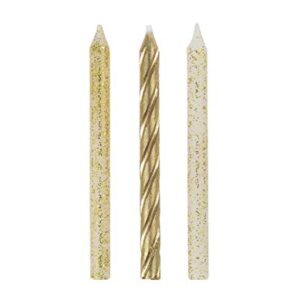 Dazzling Glitter & Gold Spiral Birthday Candles - 24ct Assorted Pack - Premium Quality, Long-Lasting & Elegant Design - Ideal for All Occasions